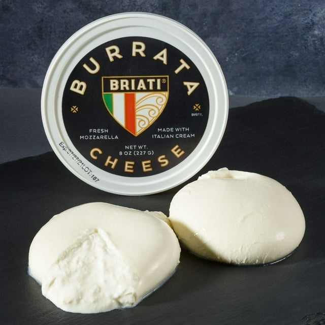 Briati Burrata, Hand Stretched Fresh Mozzarella Cheese - Rich Creamy Italian Cream Inside, 8OZ ...