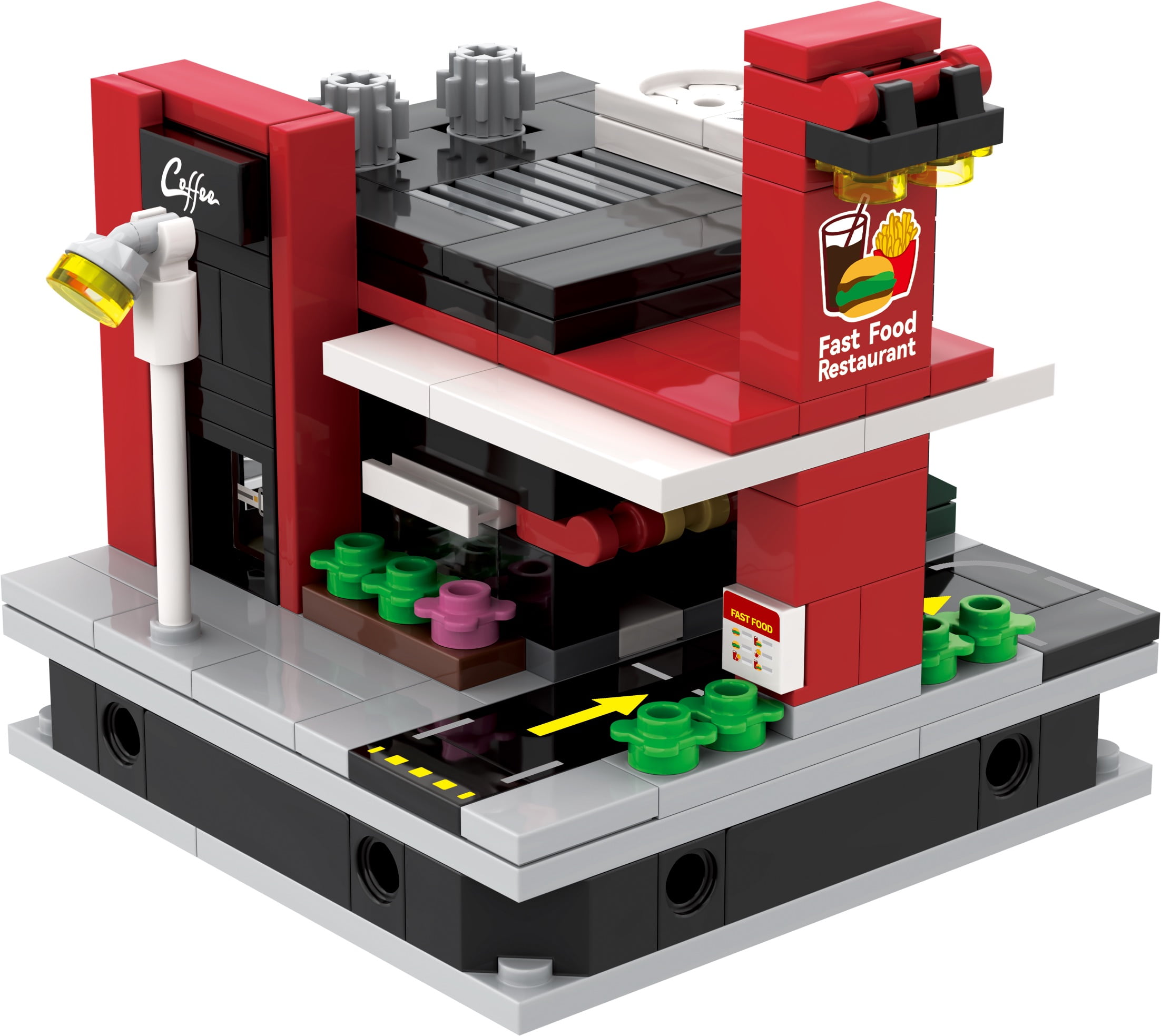 BricKunion Mini Module City Fast Food Shop Building Block Set - 188 ...