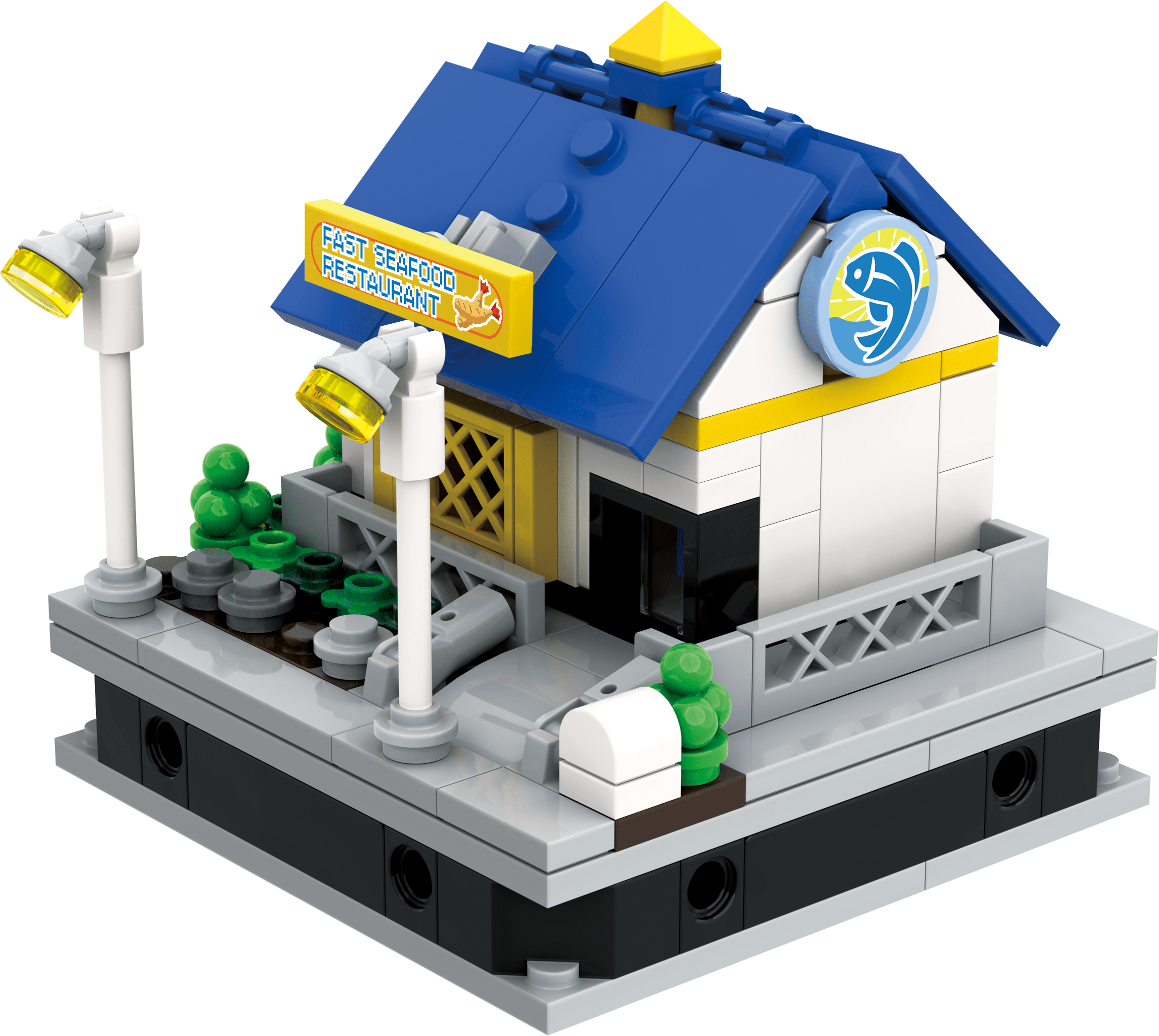BricKunion Mini Module City Seafood Restaurant Building Block Set - 177 ...