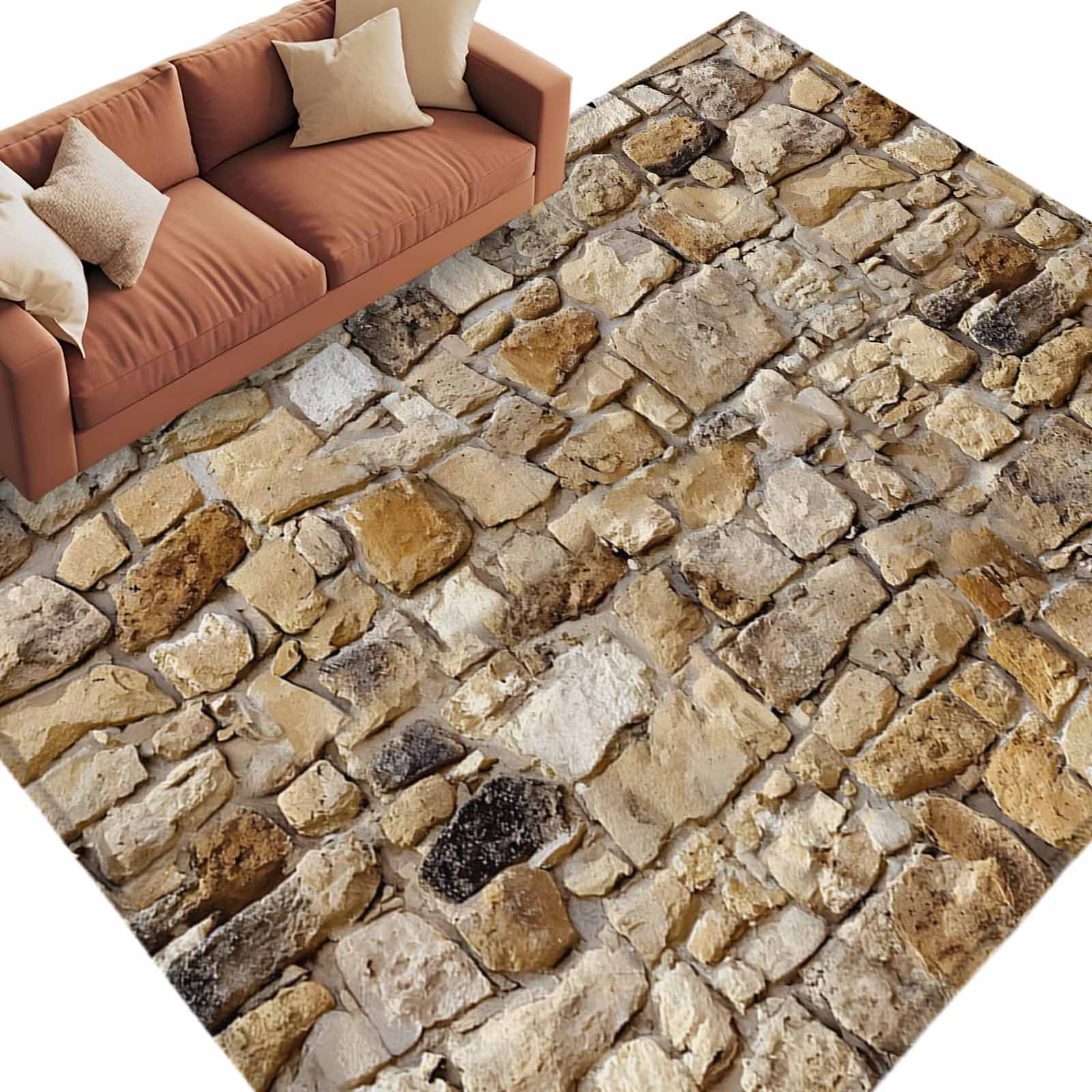 Brick 8'x10' Large Area Rugs Abstract Multi Colored Brick Wall Photo ...