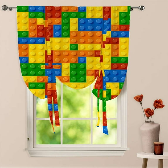 Brick Art Window Curtain for Living Room Roman Curtain Kitchen Tie-up ...