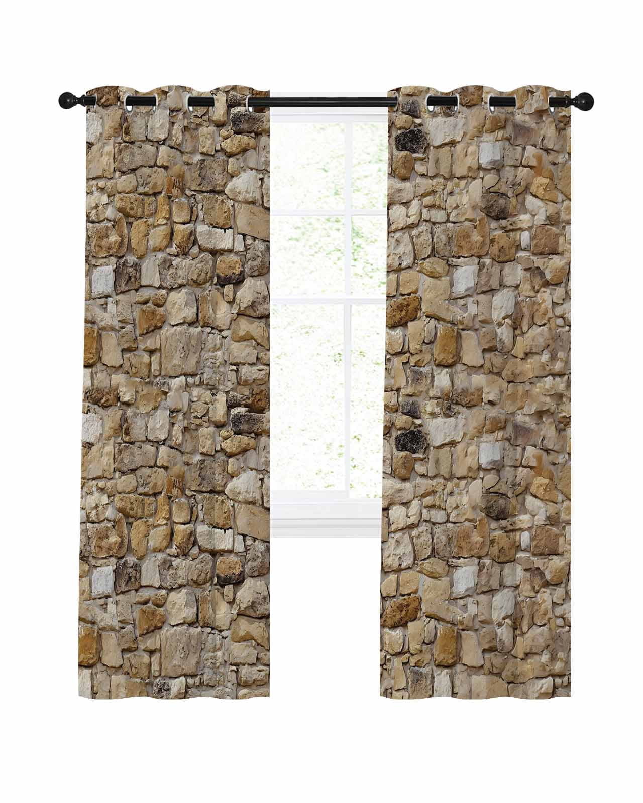 Brick Blackout Curtains 96 Inch Length Abstract Multi Colored Brick ...