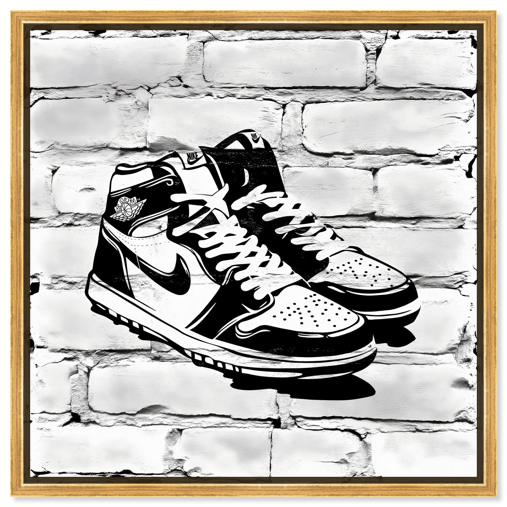 Brick City Jordans Canvas Sneaker Posters by Art Remedy, Gold Frame, 24 ...