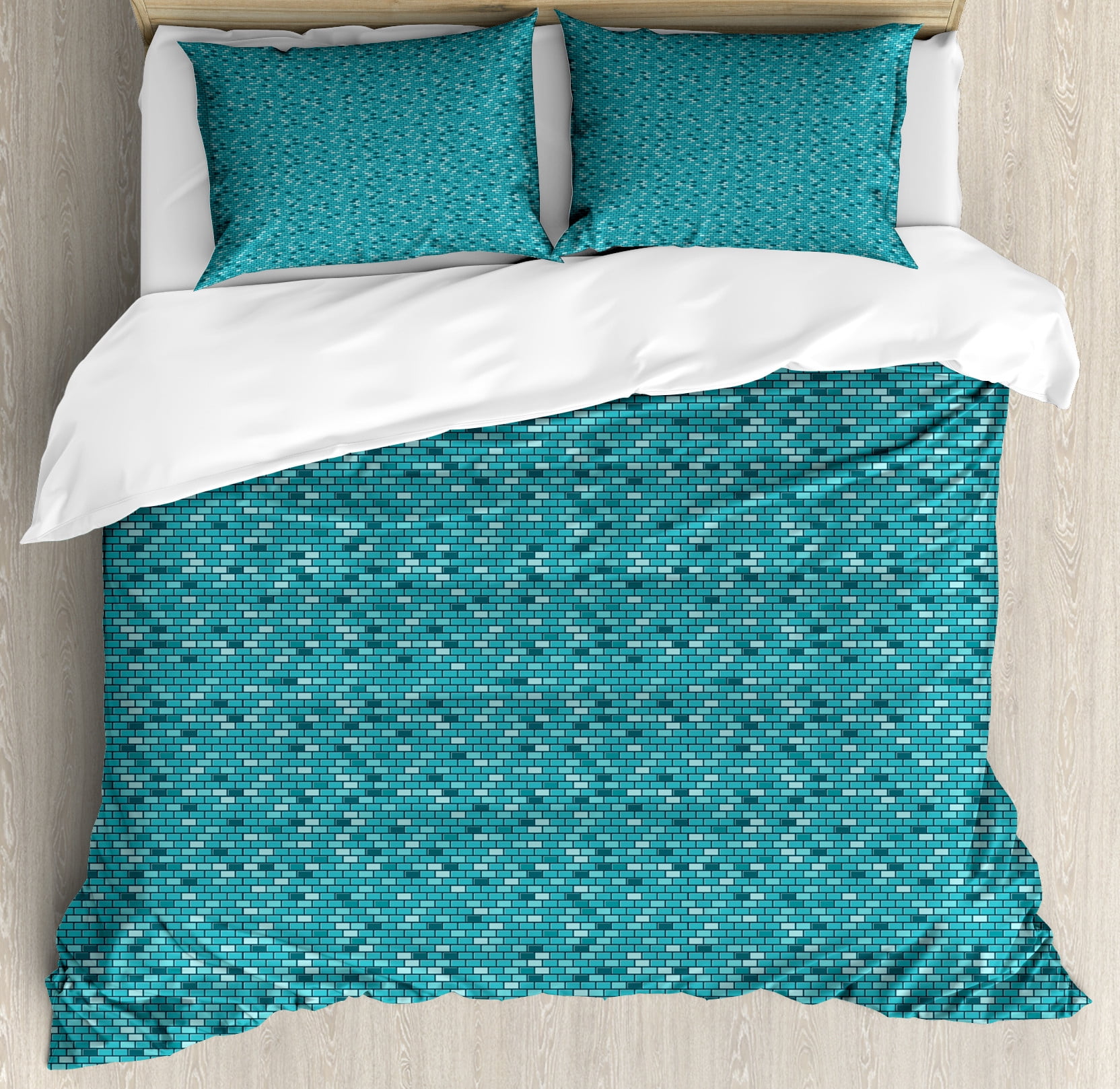 Brick Duvet Cover Set, Construction Pattern of Monotone Street Wall ...