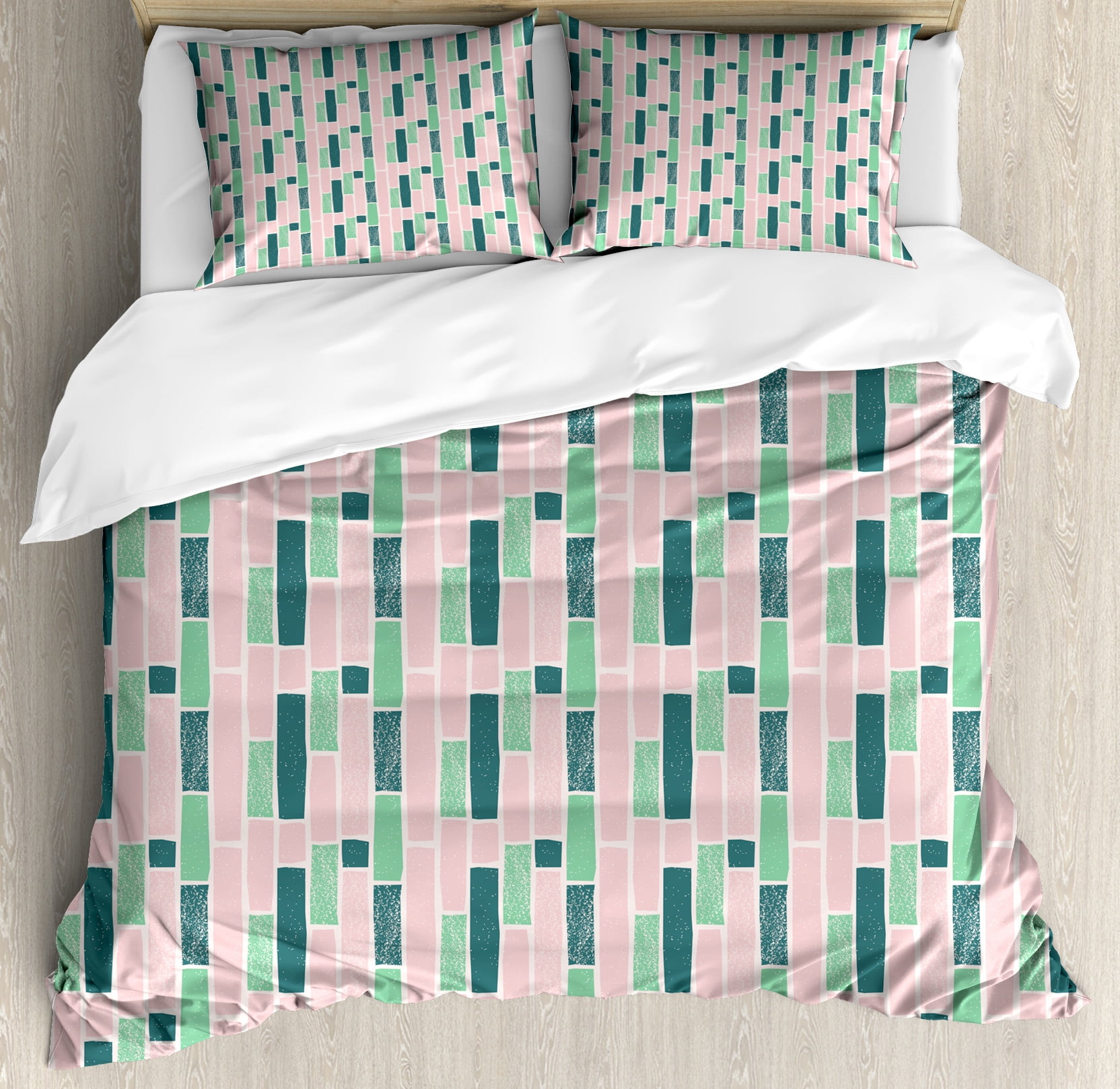 Brick Duvet Cover Set, Scandinavian Doodle Style Grunge Design ...