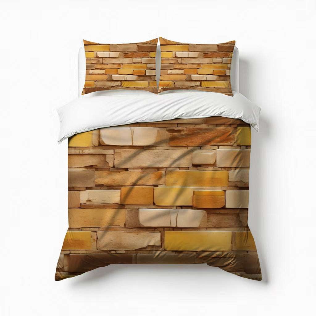 Brick In The Wall Bedding Set 3 Pcs Soft Microfiber Quilt Cover For ...