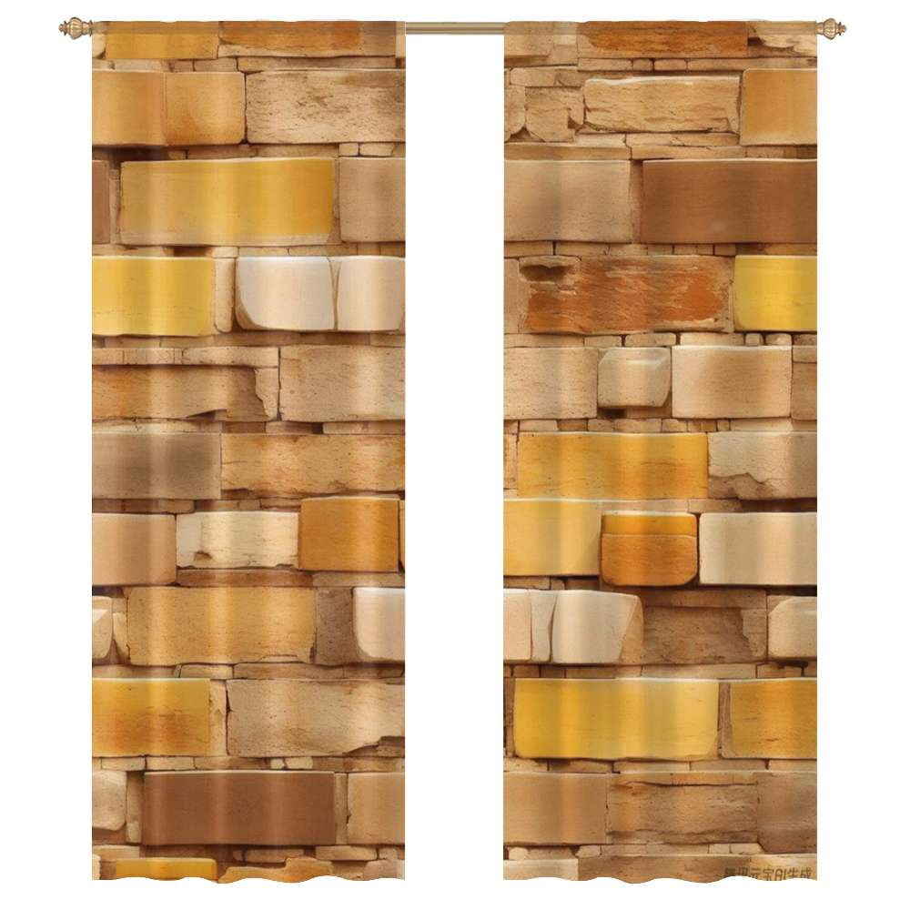 Brick In The Wall Sheer Window Curtains for Living Room Kitchen Bedroom ...