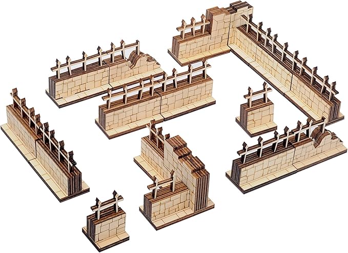 Brick and Iron Fences Miniature (Set of 16) Wood Laser Cut Modular ...