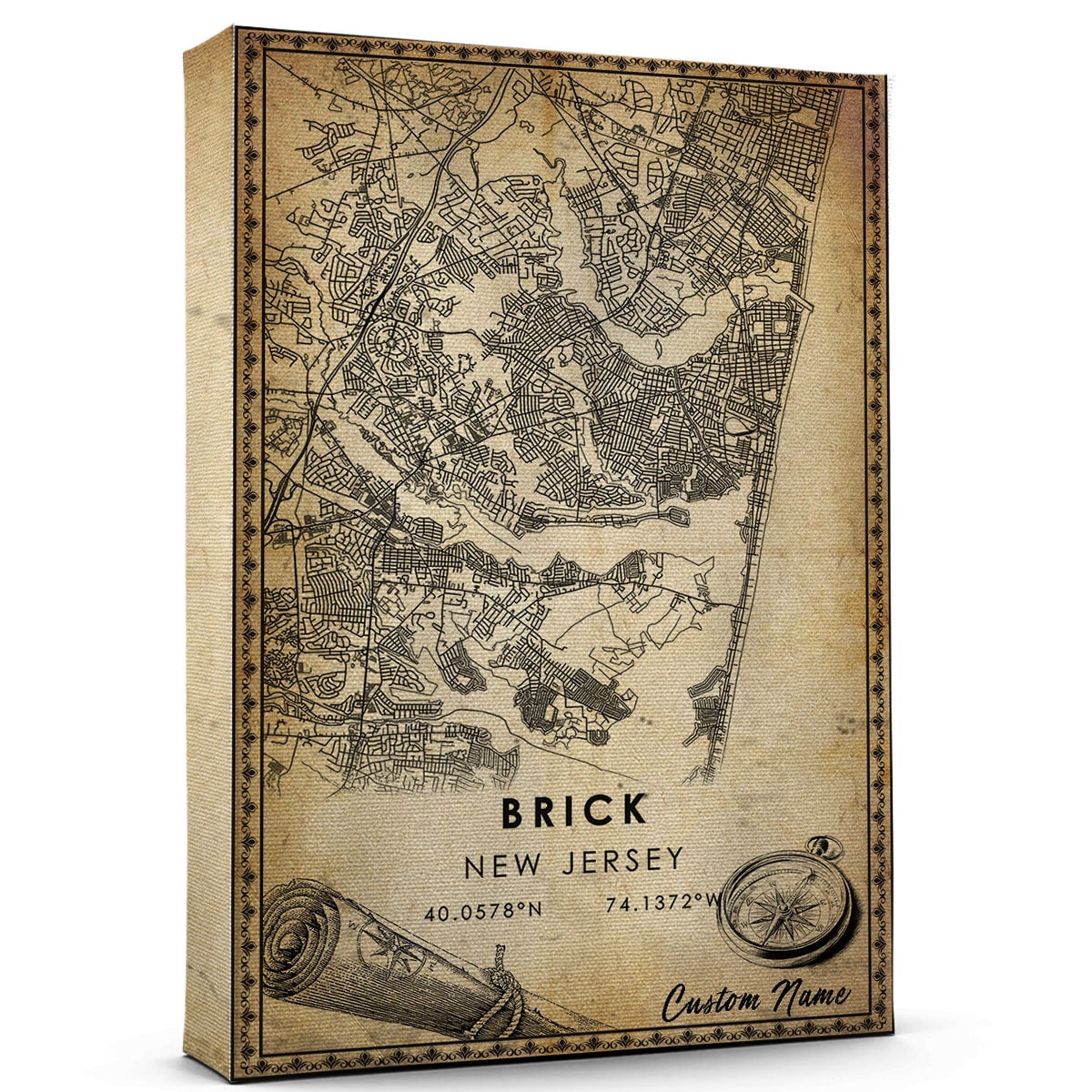 Brick Map Poster, New Jersey Map Art Poster, Canvas, Brick Map City ...