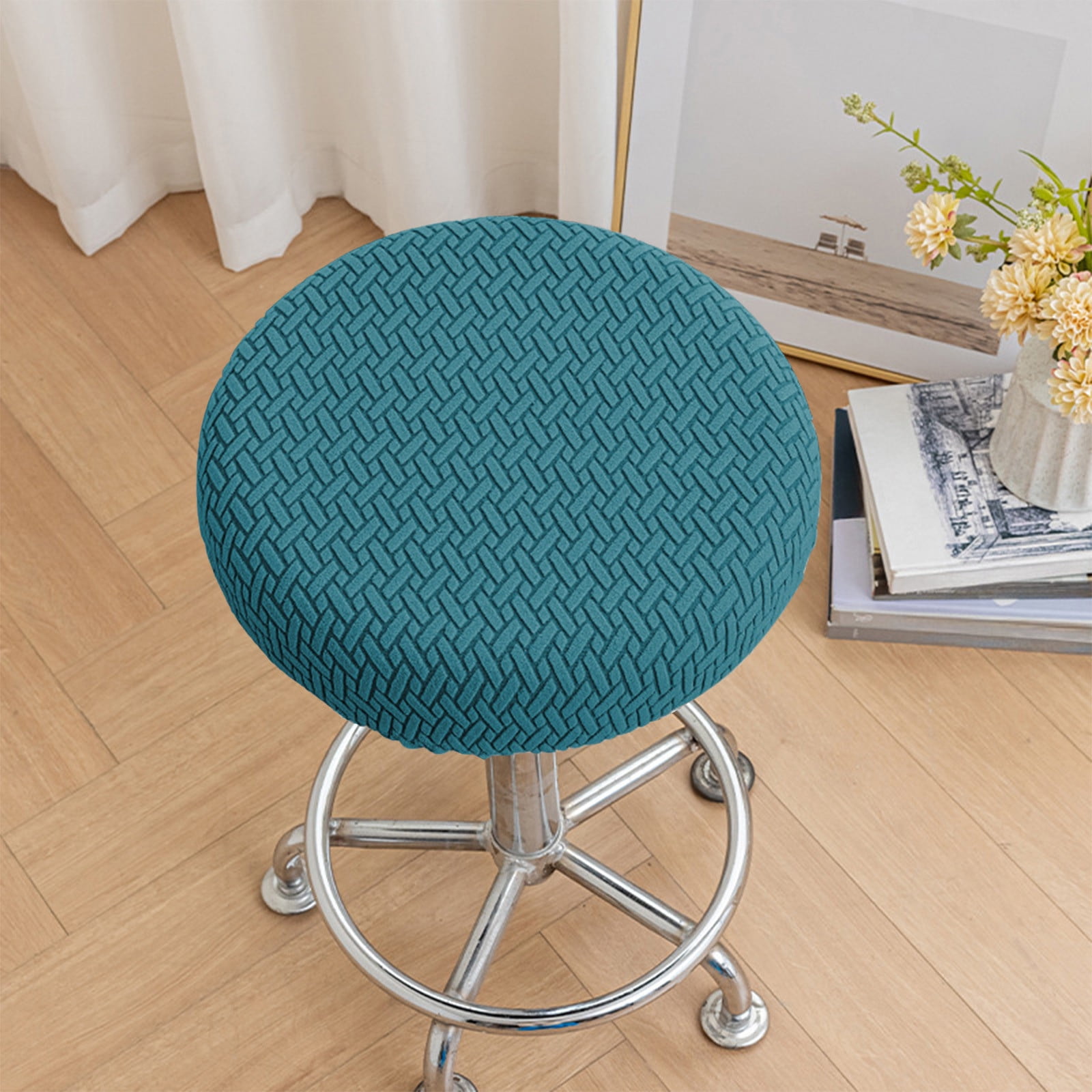 Brick Pattern Stool Cover - Spandex Round Seat Protector with Elastic ...