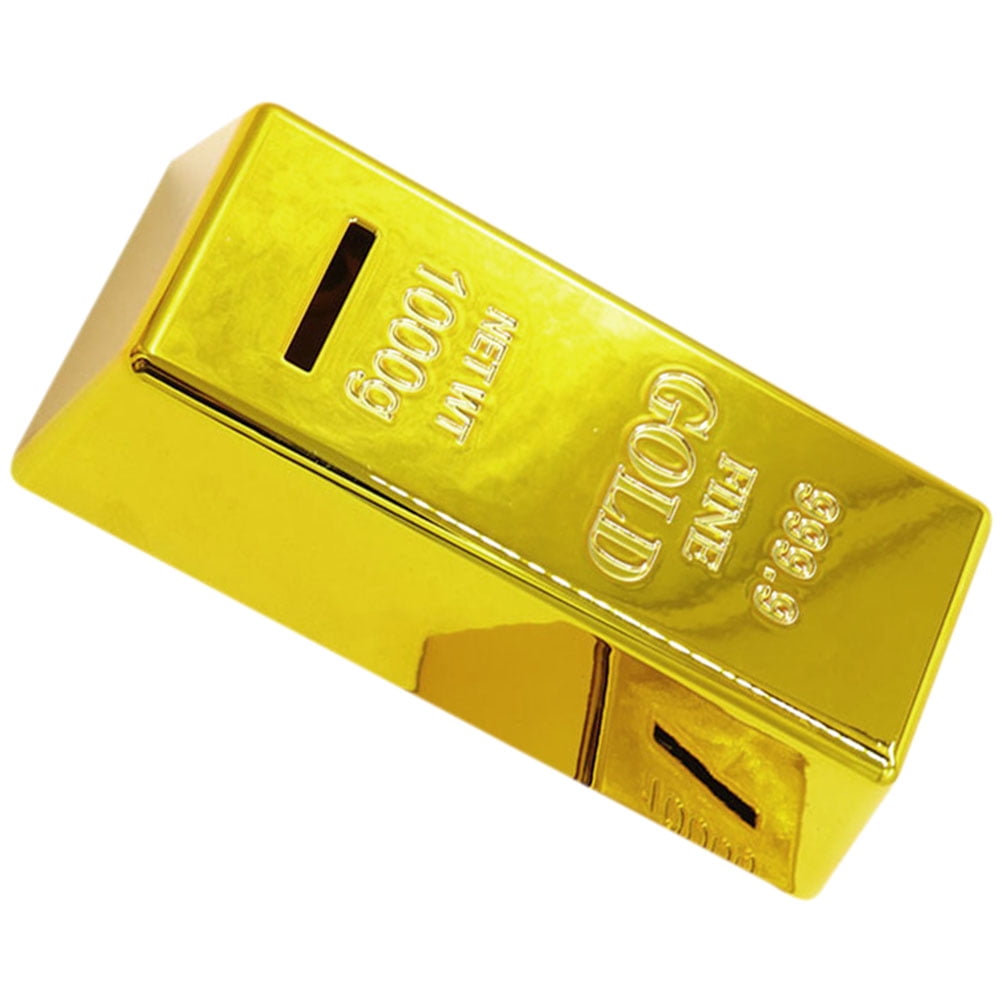 Golden Plastic Piggy Bank for Home Use Creative Bullion Saving Jar ...