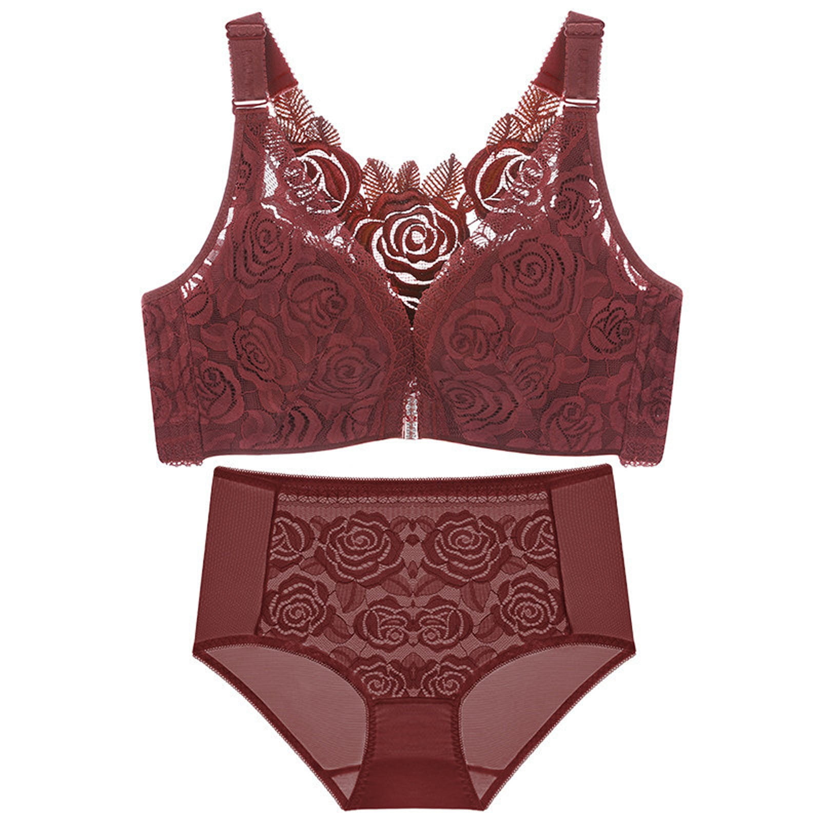Brick Red Bra Comfortable Large Thin Sagging Side Beauty Back Shining ...