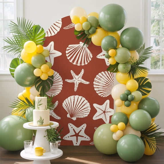 Brick Red Coastal Arch Backdrop Cover, 4FT, Starfish Shell Ocean ...