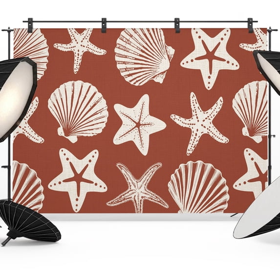Brick Red Coastal Backdrops for Photography, Starfish Shell Ocean ...