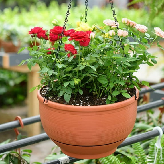 Brick Red Hanging Flower Pots/ Resin Hanging Plant POTS Wall Hanging ...