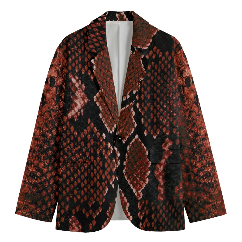 Brick Red Python Snakeskin Print Men'S Blazer, Snakes Fun Novelty ...