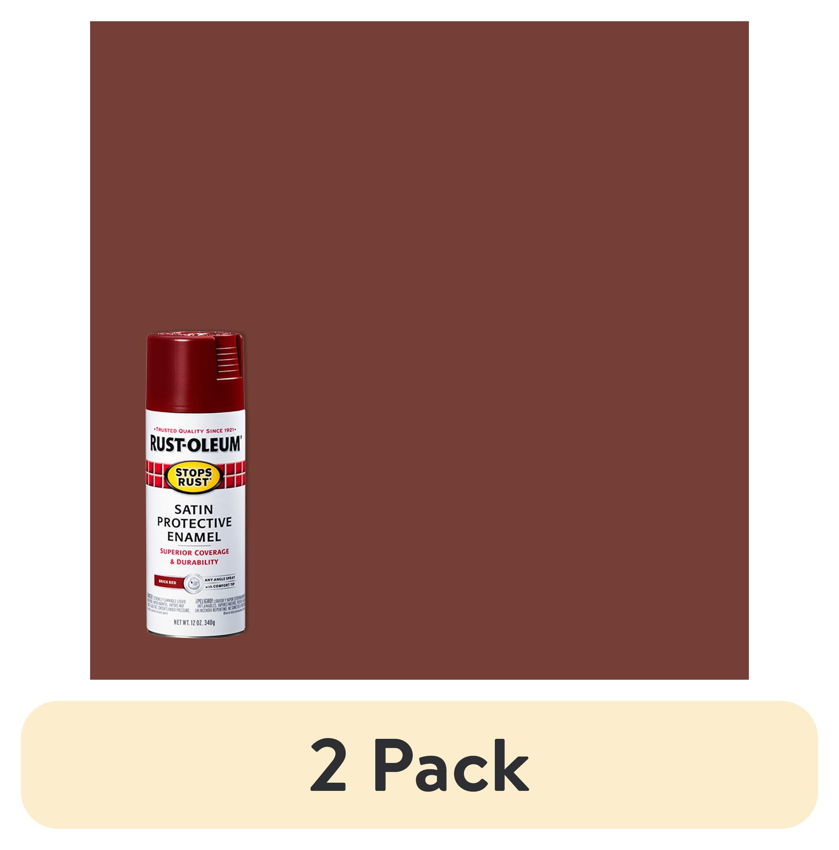 (2 pack) Brick Red, Rust-Oleum Stops Rust Satin Protective Enamel Spray ...