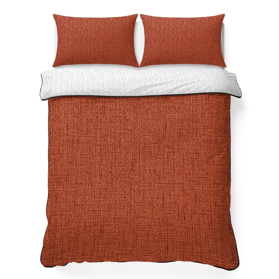 Brick Red Solid 3 Piece Quilt Bedding Set with 2 Pillow Shams ...