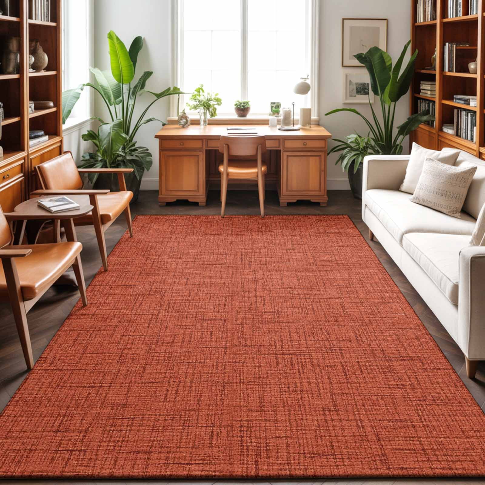 Brick Red Solid 5'x8' Rug for Bedroom Under Queen Bed Placement ...