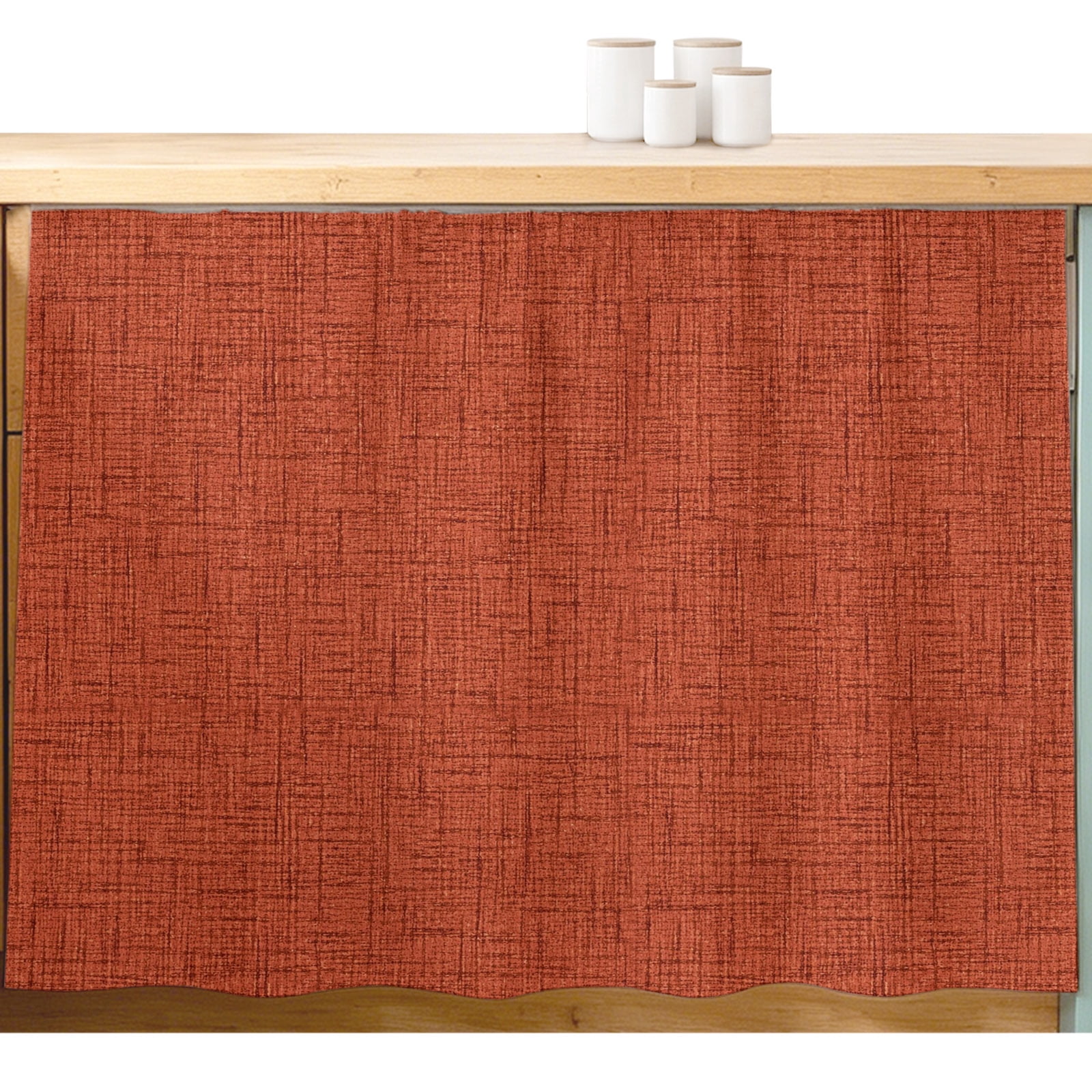 Brick Red Solid Cabinet Curtains 10" W x 11" L, Minimalist Cloth Rust ...