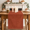 Brick Red Solid Dining Table Runner, Minimalist Cloth Rust Grain Linen ...