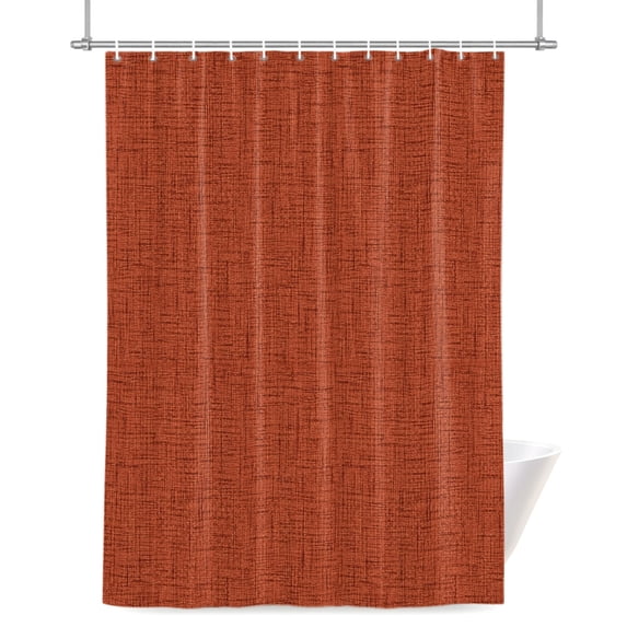 Brick Red Solid Shower Curtain, Minimalist Cloth Rust Grain Linen ...