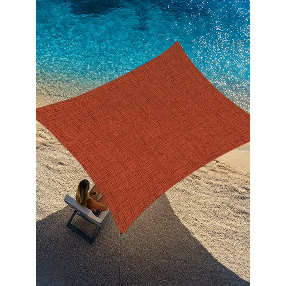 Brick Red Solid Sun Shade Sail 14' x 18', Minimalist Cloth Rust Grain ...