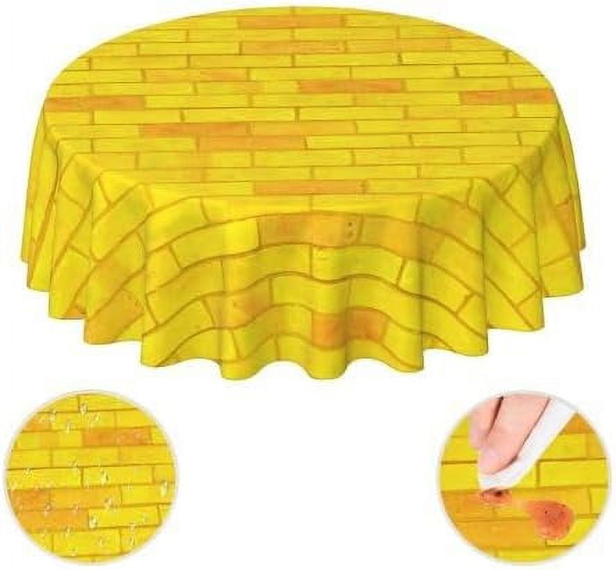 Brick Road Gold Yellow Waterproof Picnic Patio Party Round Table Cloth ...