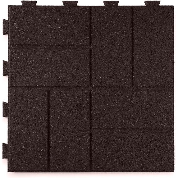 Brick Rubber Interlocking Tiles | 16 X 16 | Easy Install for Indoor and ...