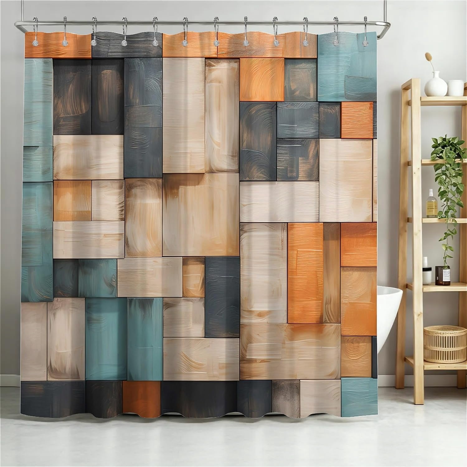 Brick Splicing Shower Curtain for Bathroom, Water Resistant Long Shower ...