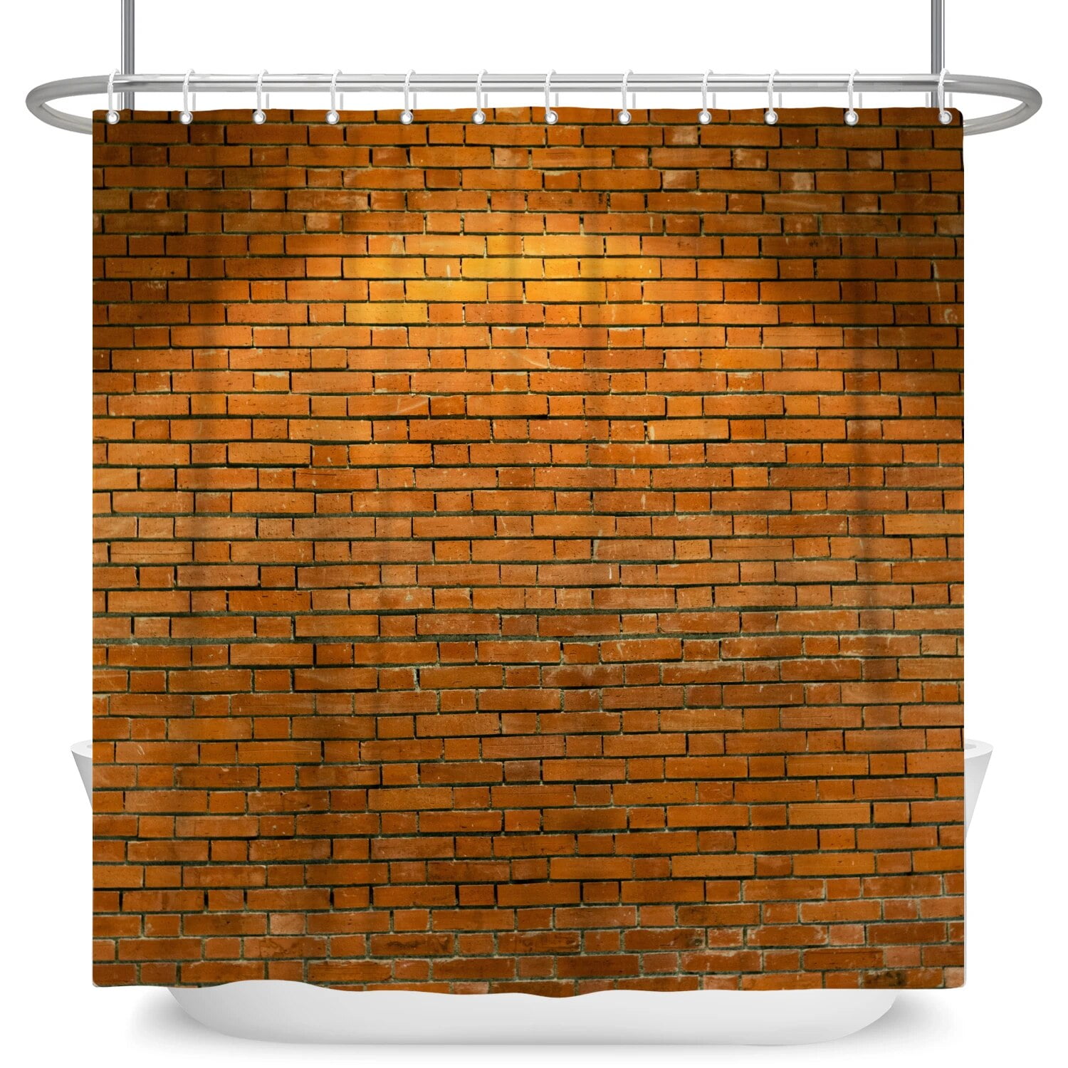 Brick Wall 3D Printing Wooden Door Shower Curtain Vintage Brown Bathtub ...