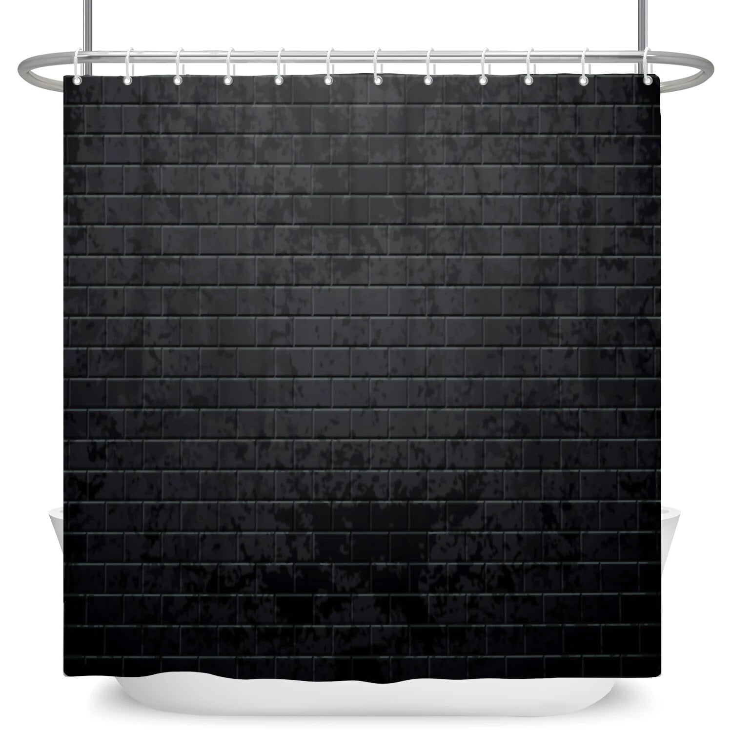 Brick Wall 3D Printing Wooden Door Shower Curtain Vintage Brown Bathtub ...