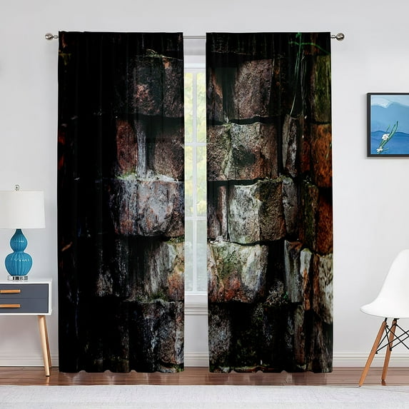 Brick Wall Balloon Spray Paint Pattern Sheer Curtains Window for ...