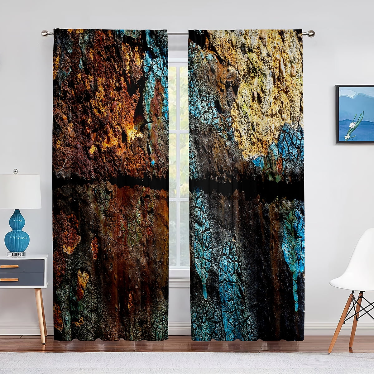 Brick Wall Balloon Spray Paint Pattern Sheer Curtains Window for ...