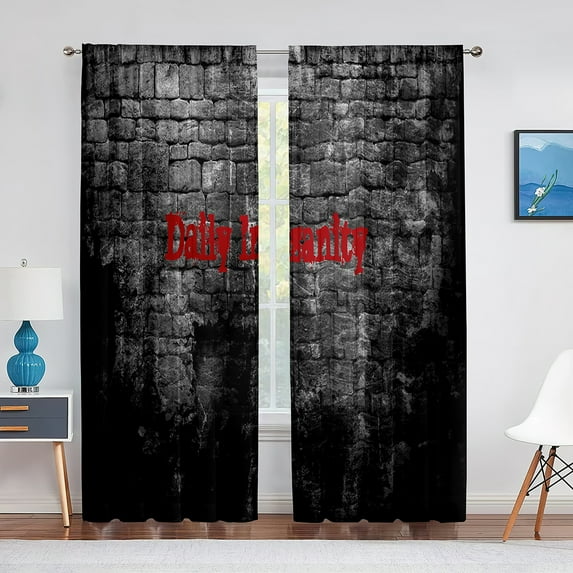 Brick Wall Balloon Spray Paint Pattern Sheer Curtains Window for ...