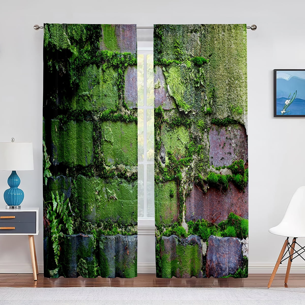 Brick Wall Balloon Spray Paint Pattern Sheer Curtains Window for ...