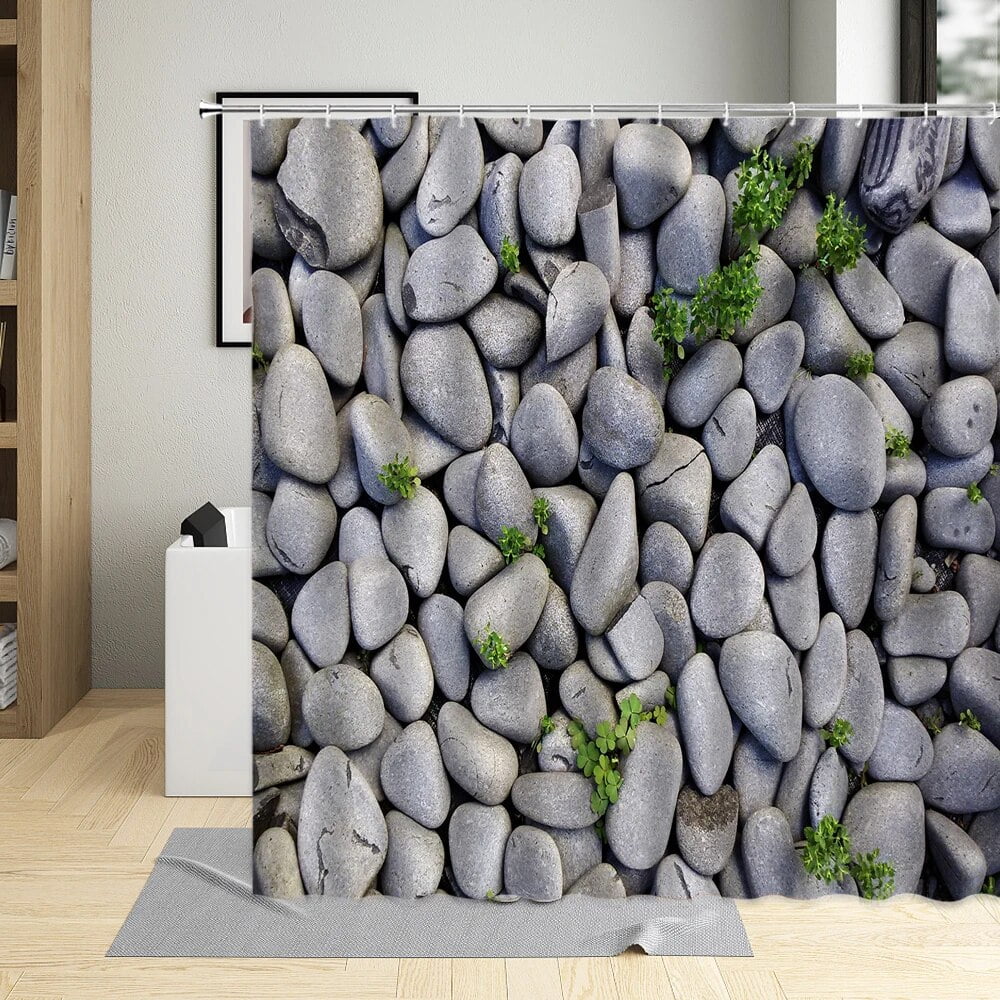 Brick Wall Bathroom Shower Curtain Fabric Waterproof Garden Background ...