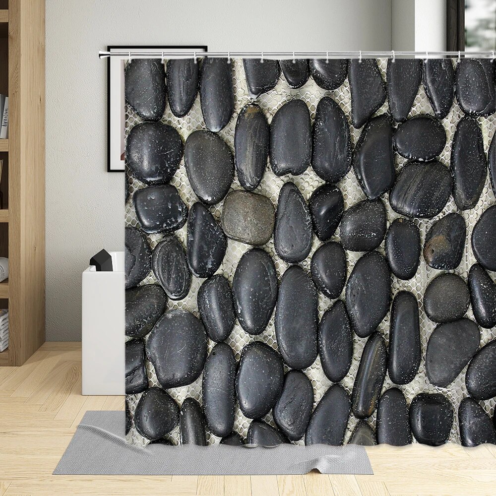Brick Wall Bathroom Shower Curtain Fabric Waterproof Garden Background ...