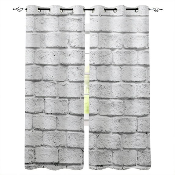 Brick Wall Black Retro Style Stones Window Curtains for Living Room ...