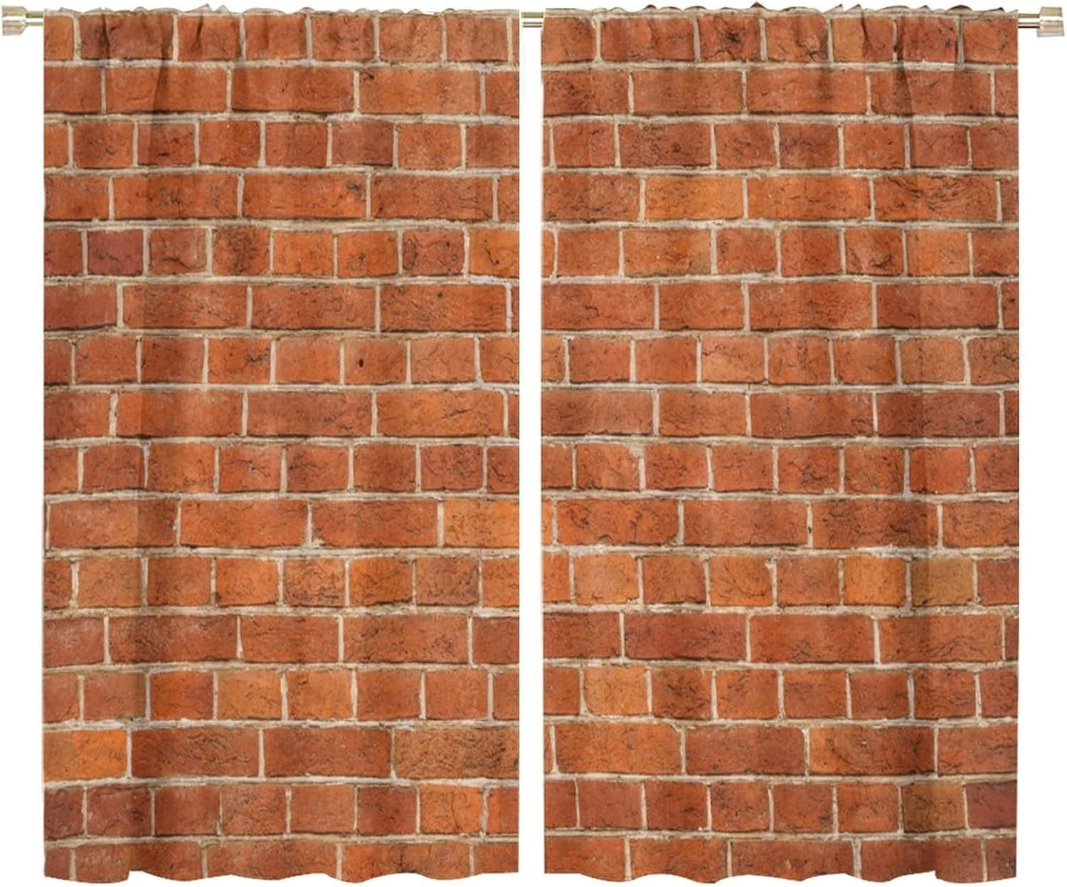 Brick Wall Blackout Curtains Vintage Country Farmhouse Vibrant Red ...
