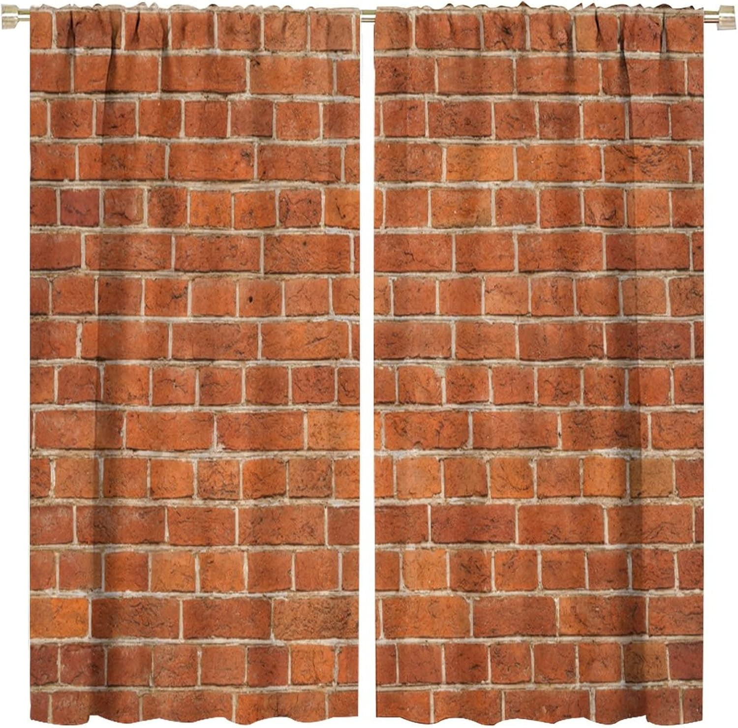 Brick Wall Blackout Curtains Vintage Country Farmhouse Vibrant Red ...