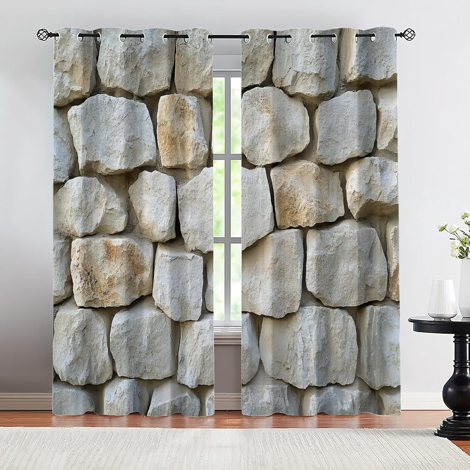 Brick Wall Blackout Curtains, Vintage Texture Window Drapes for Bedroom ...