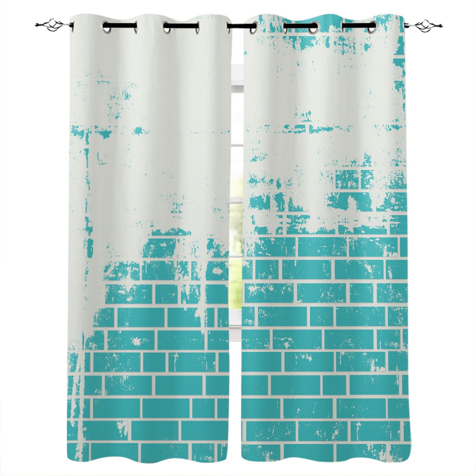 Brick Wall Curtains For Living Room Bedroom Window Treatment Blinds ...