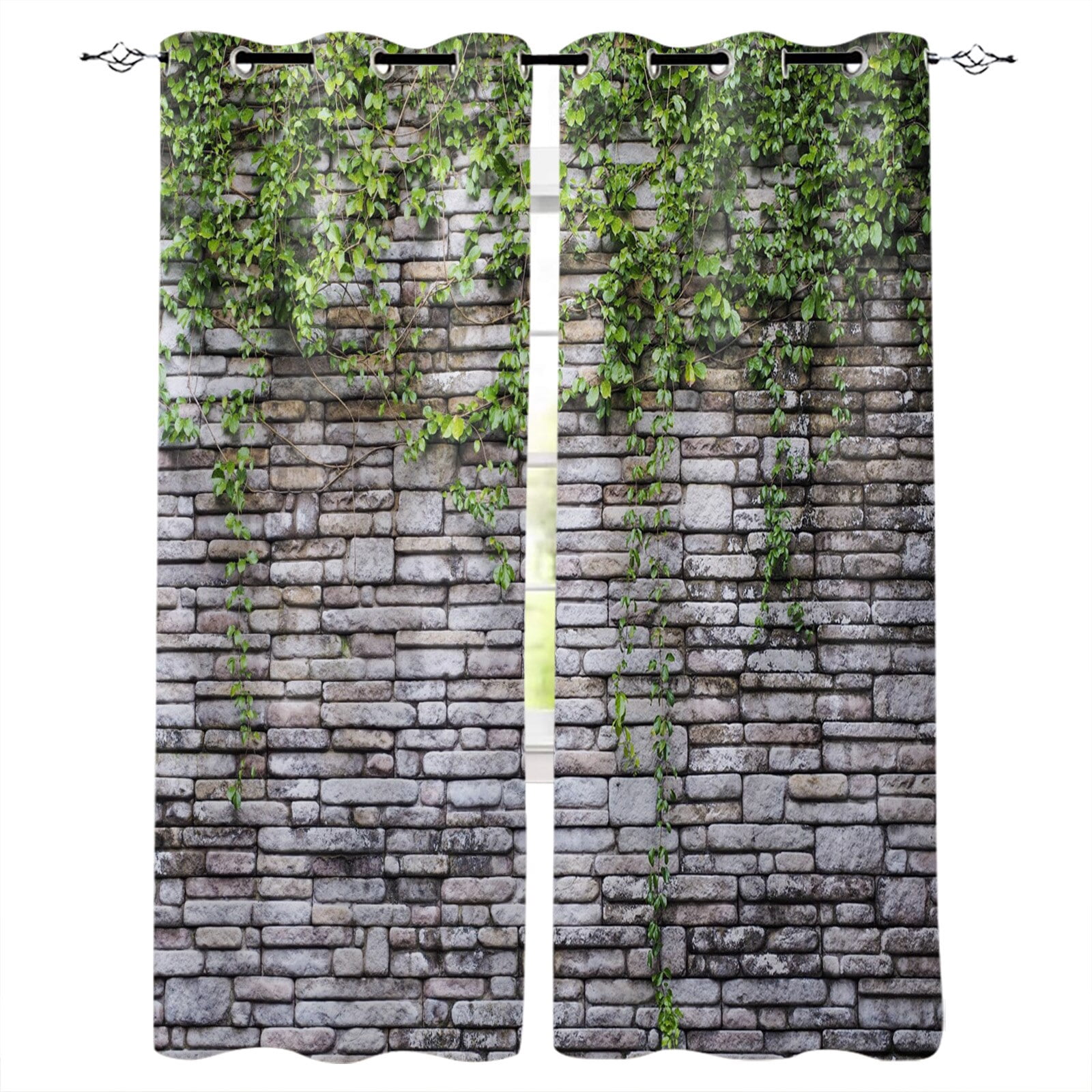 Brick Wall Curtains For Living Room Bedroom Window Treatment Blinds ...