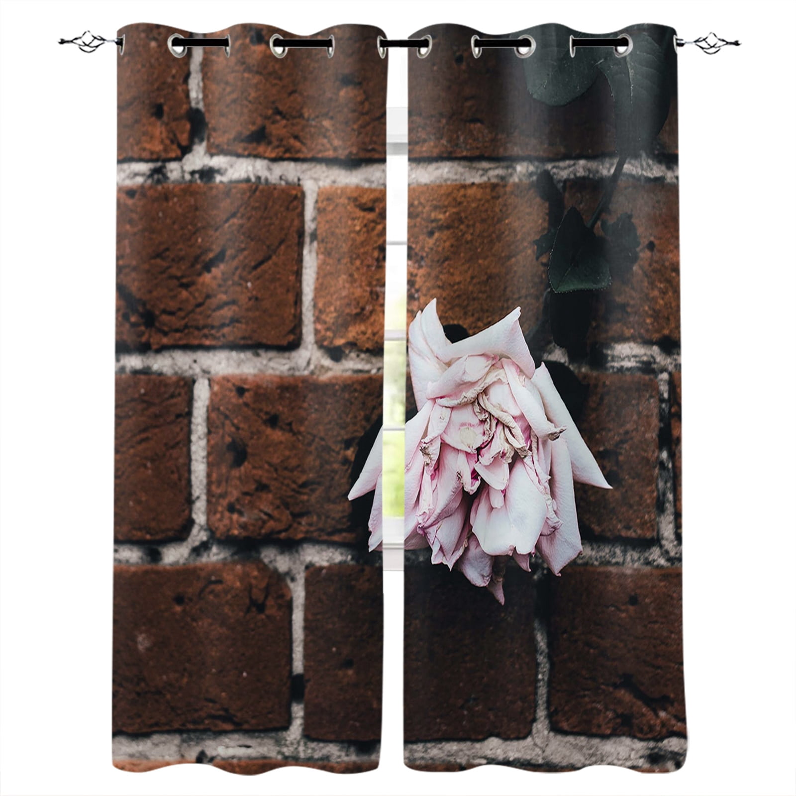 Brick Wall Curtains For Living Room Bedroom Window Treatment Blinds ...