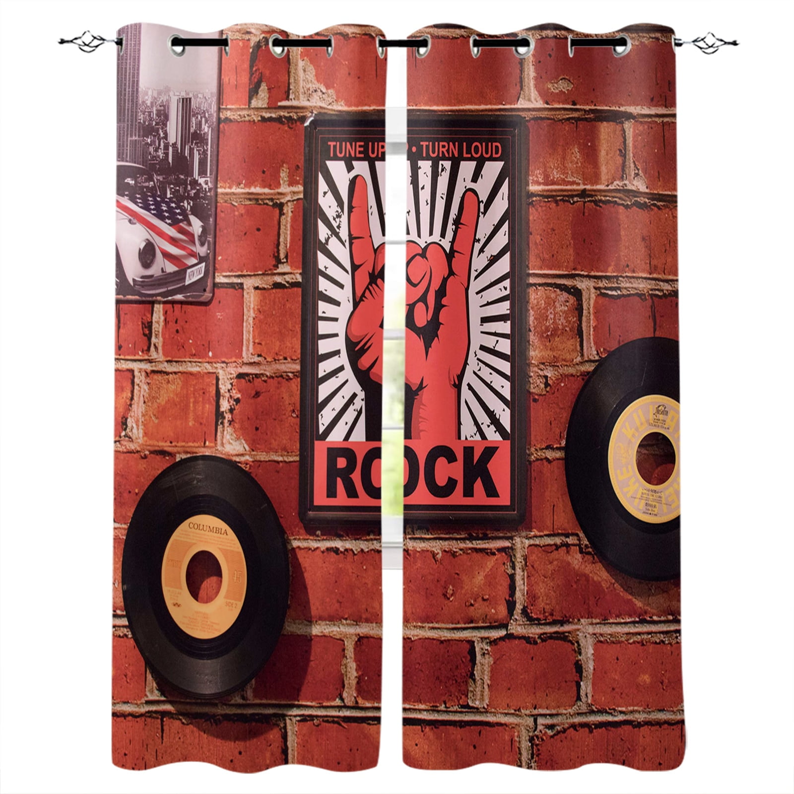 Brick Wall Curtains For Living Room Bedroom Window Treatment Blinds ...