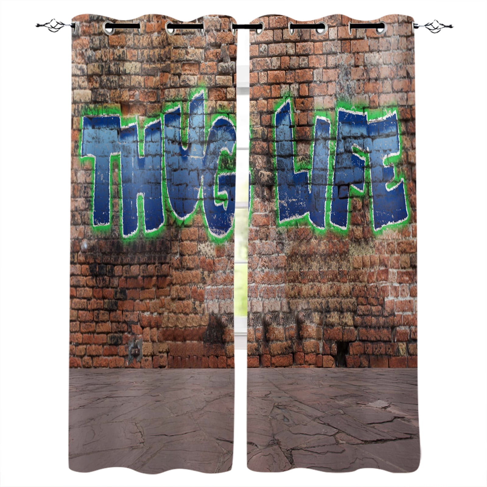 Brick Wall Curtains For Living Room Bedroom Window Treatment Blinds ...