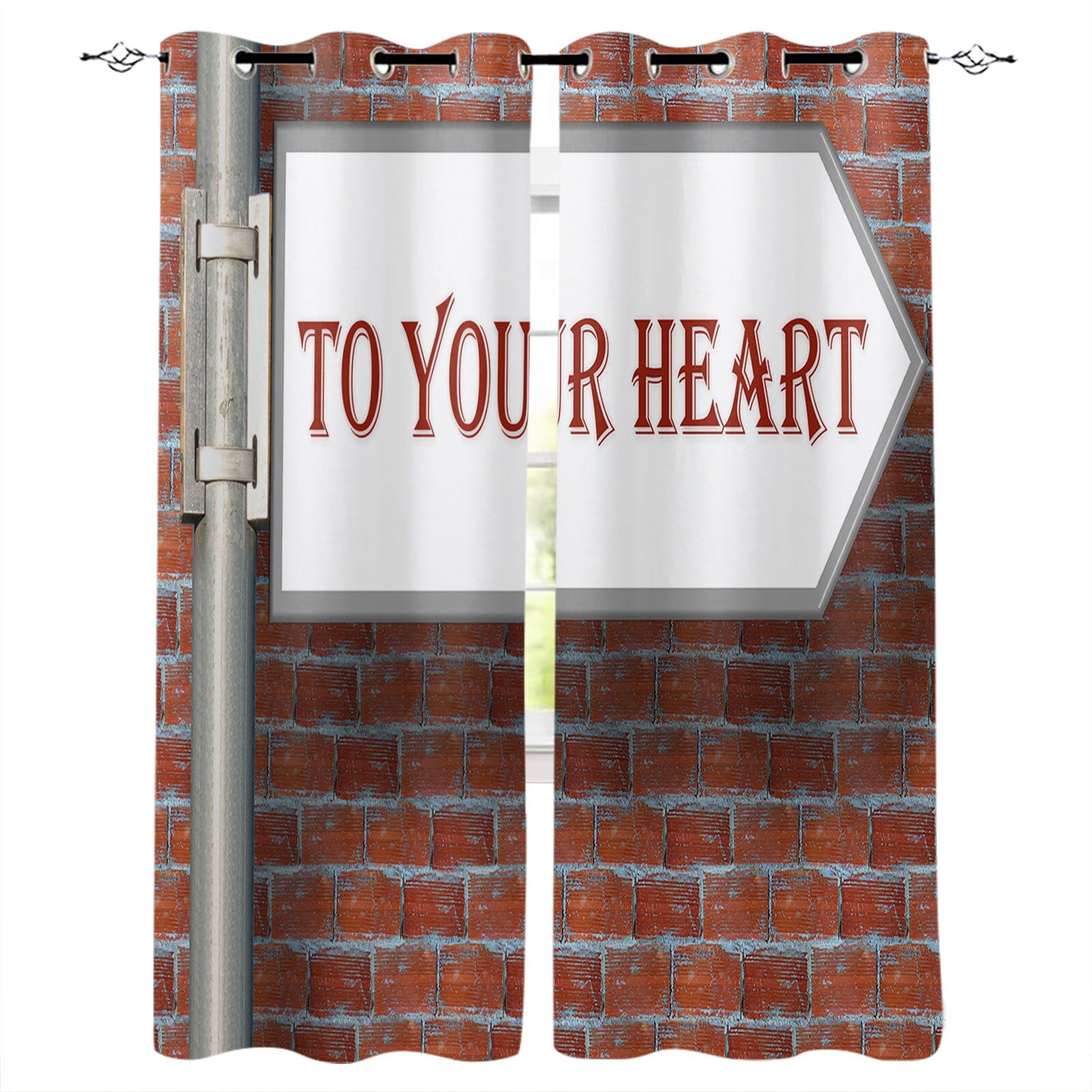 Brick Wall Curtains For Living Room Bedroom Window Treatment Blinds ...