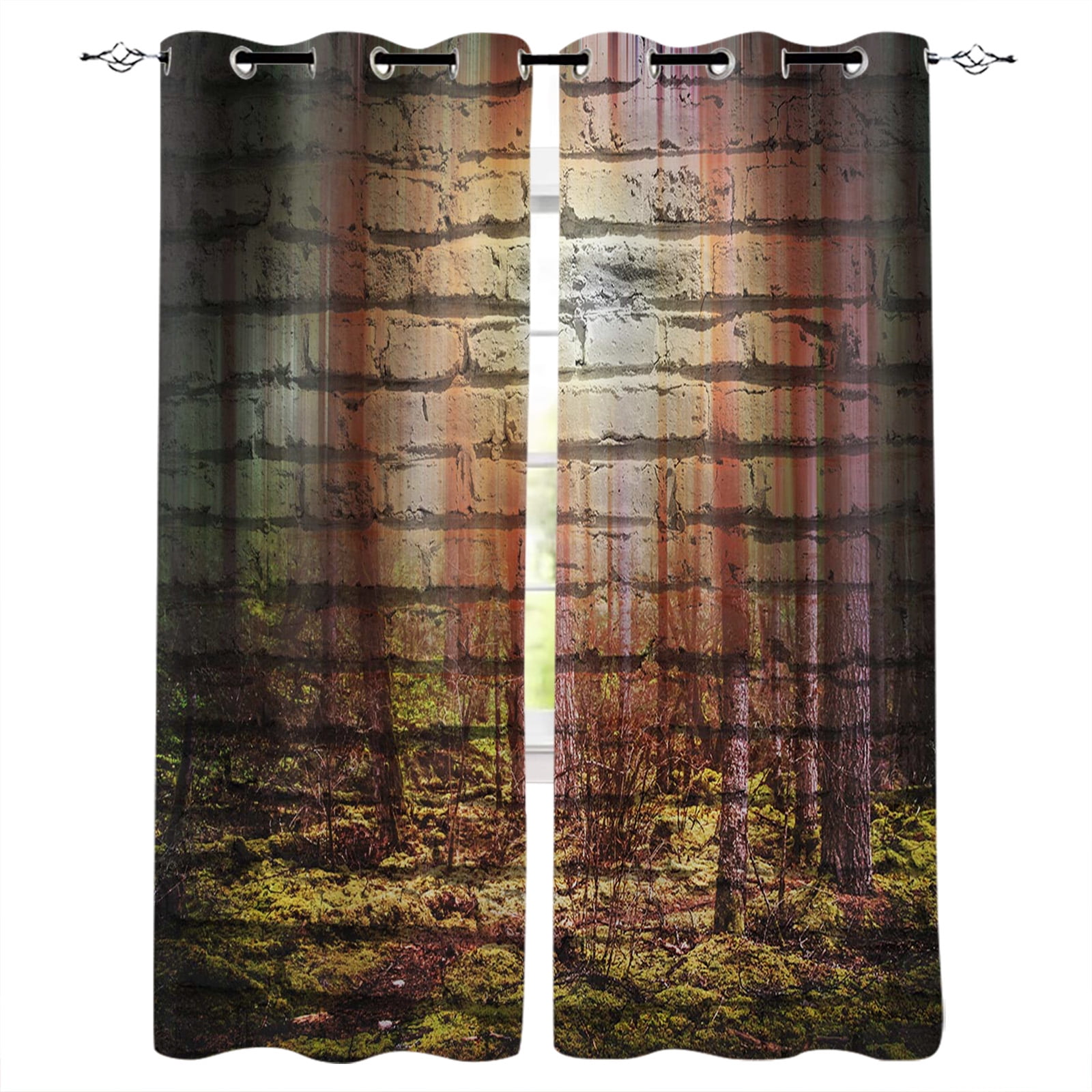 Brick Wall Curtains For Living Room Bedroom Window Treatment Blinds ...