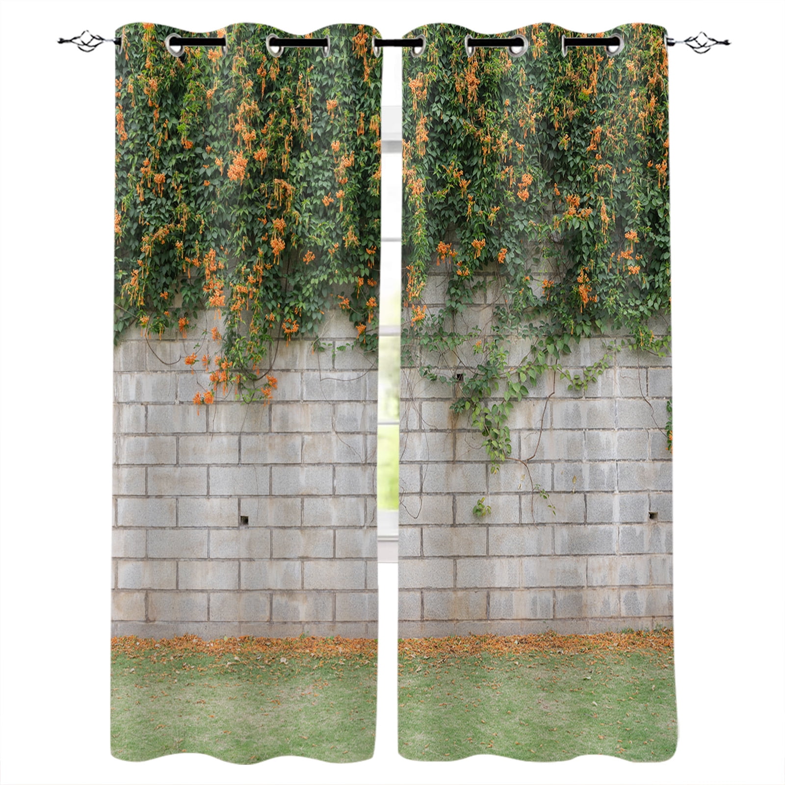 Brick Wall Curtains For Living Room Bedroom Window Treatment Blinds ...